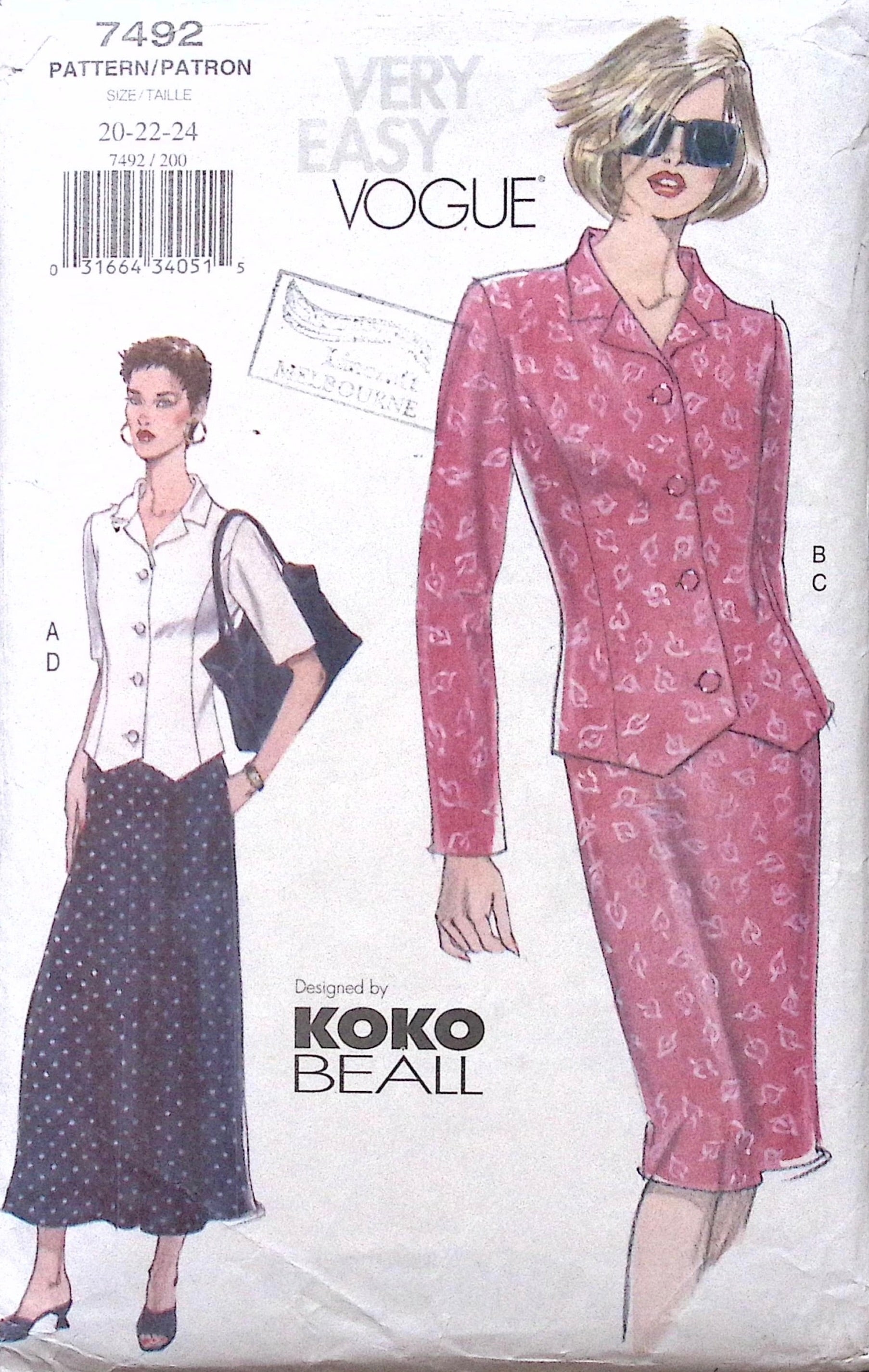 Sewing Pattern: Vogue 7492 – Vintage Stitch Australia