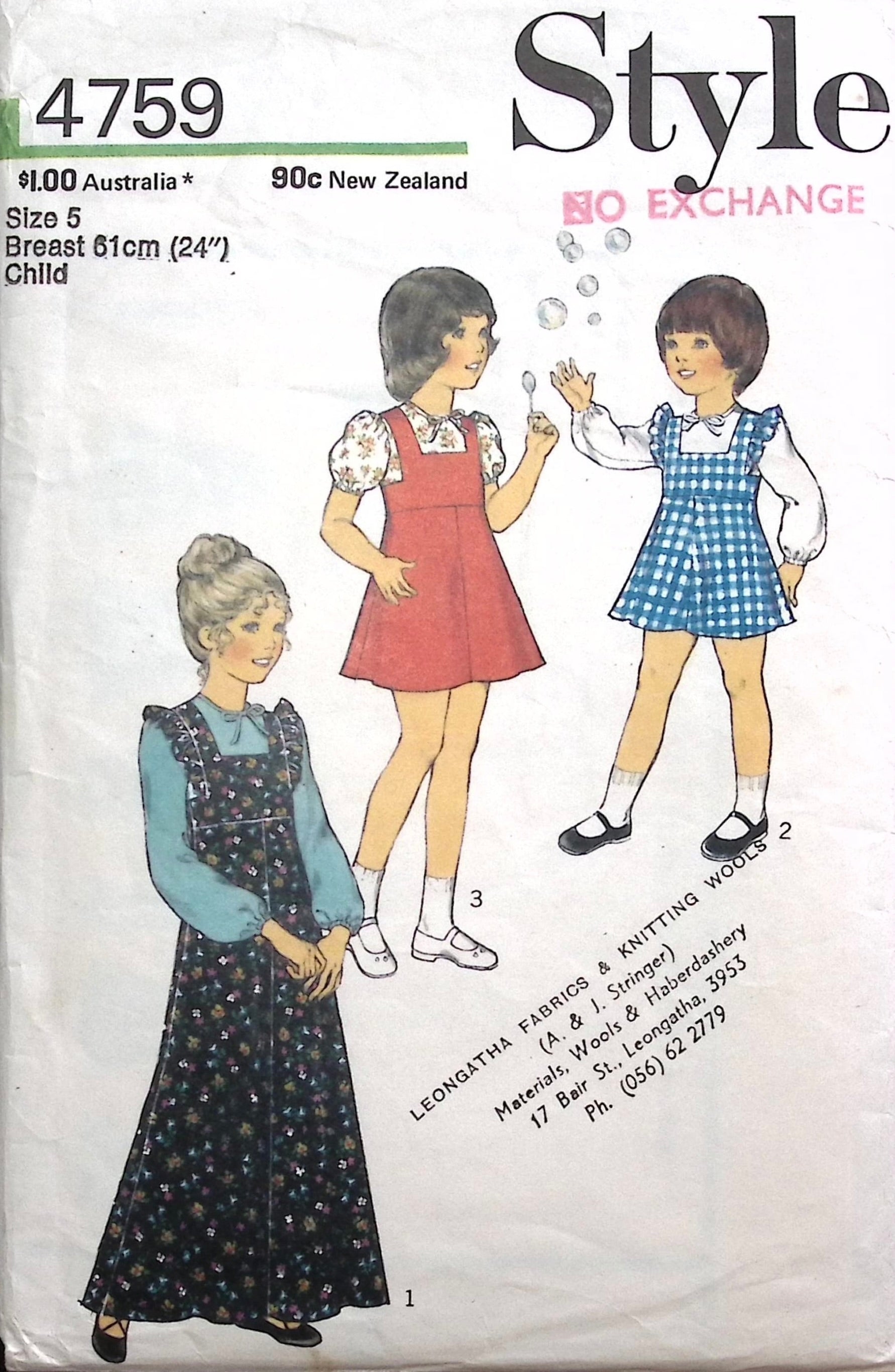 Vintage Sewing Pattern: Style 4759 – Vintage Stitch Australia
