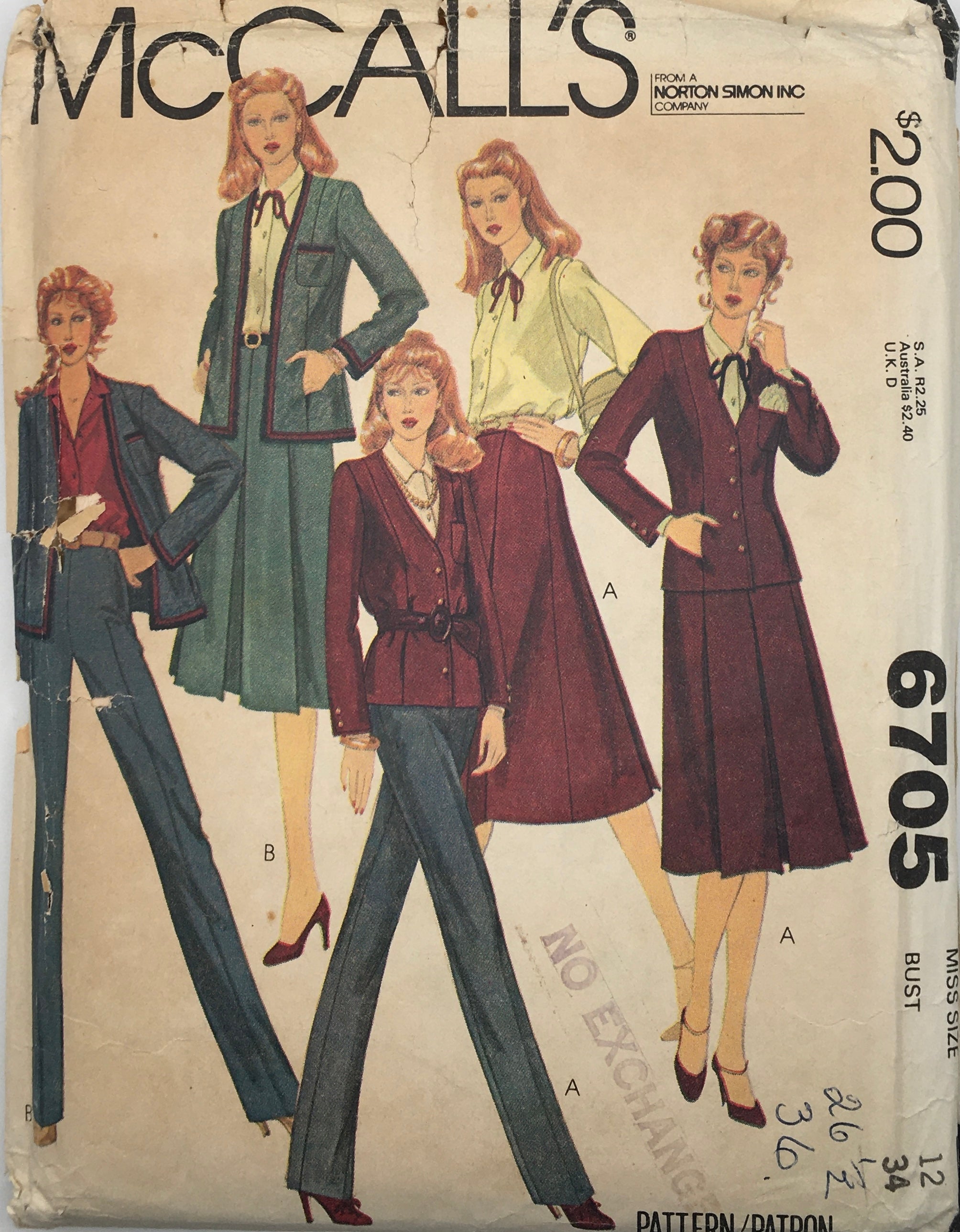 1979 Vintage Sewing Pattern: McCalls 6705 – Vintage Stitch Australia