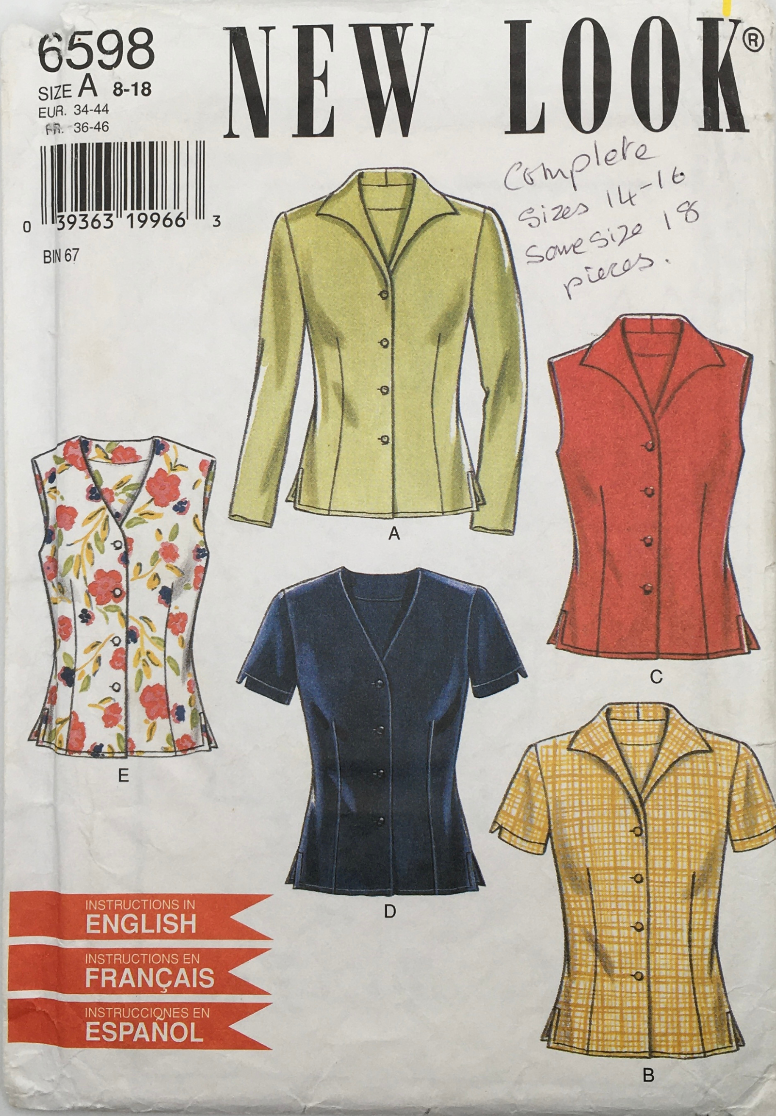 1990’s Vintage Sewing Pattern: New Look 6598 – Vintage Stitch Australia